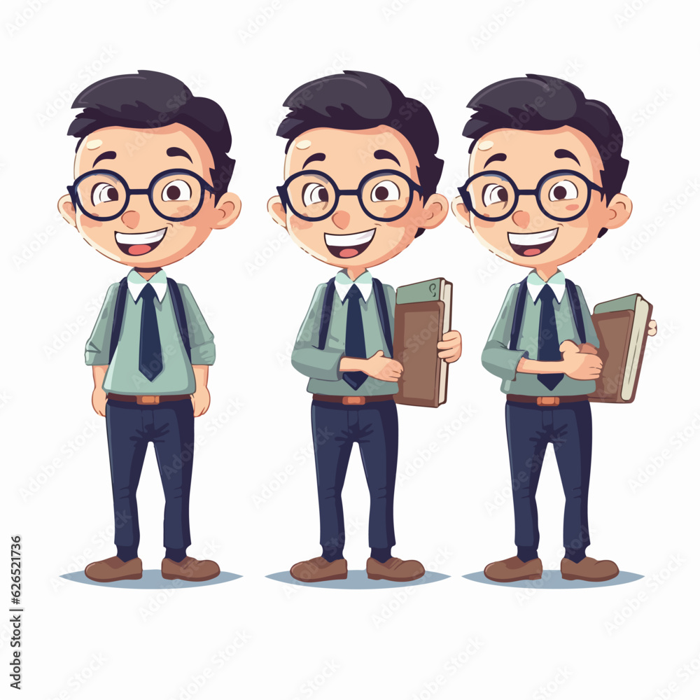 Cartoon boy teacher, dressed for class, vector illustration, young ...