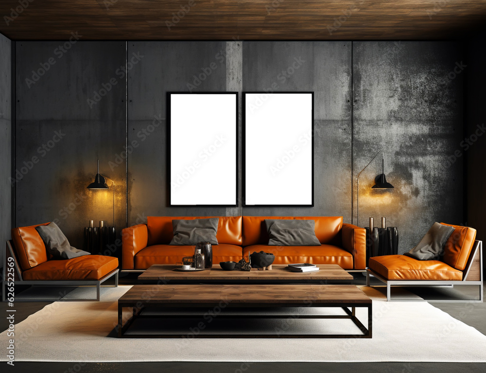 Frames mockup, couch and frames mockup, living room photo mockup ...