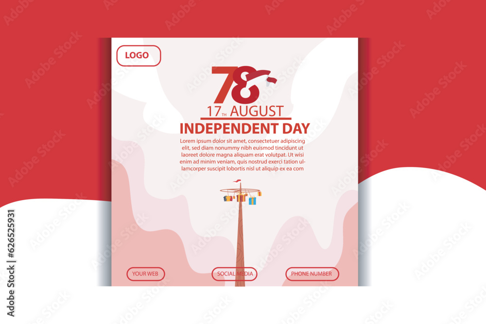 indonesia independence day 17 august poster or banner social media post ...