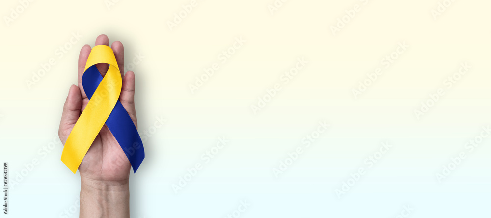 Blue yellow flag color of Ukraine UA, ribbon symbol of independence ...