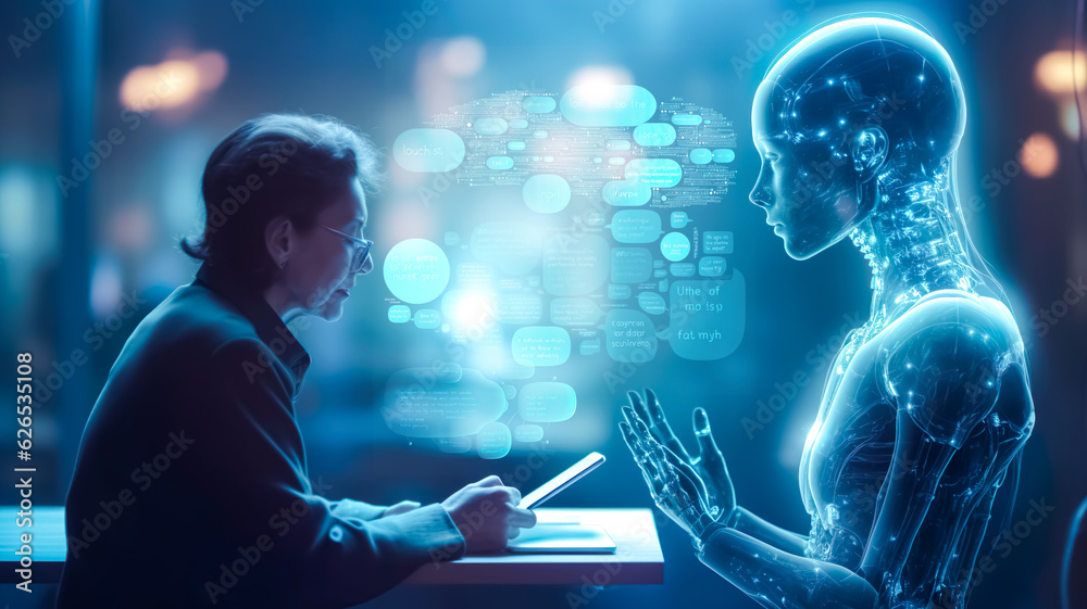 Robotics or ai artificial intelligence connecting interaction with ...