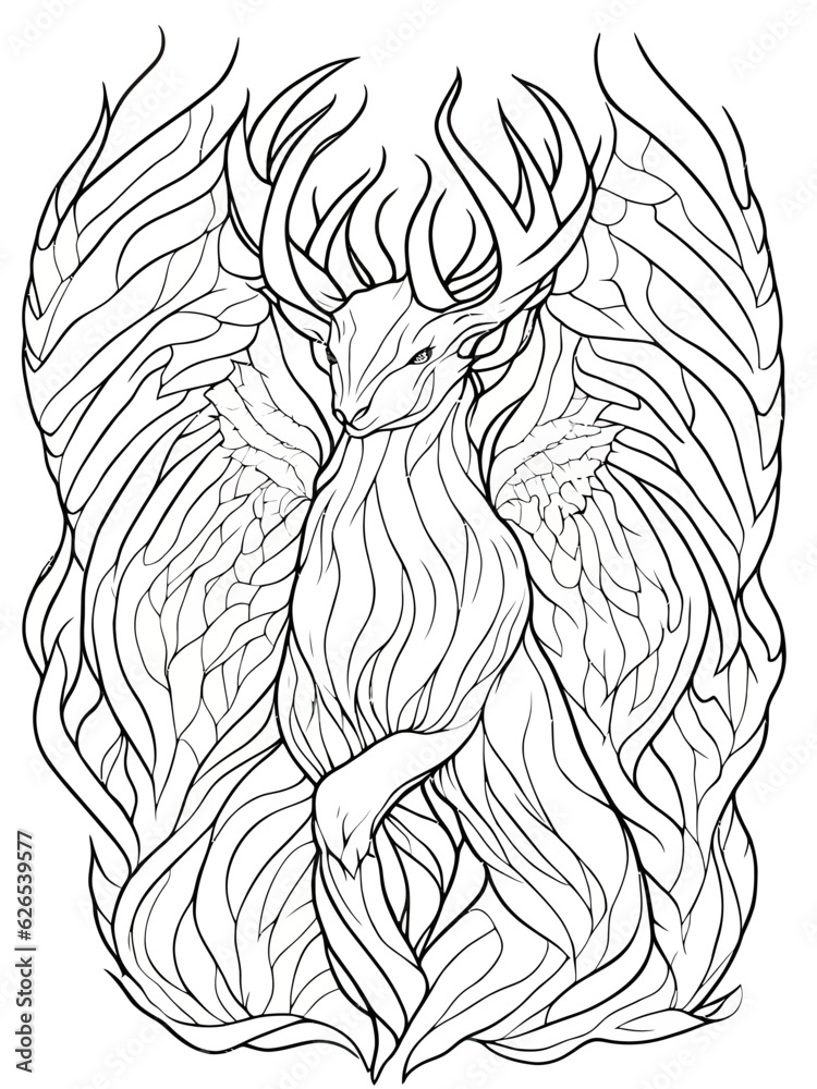 Whimsical Mythical Creatures: Interactive Coloring Page for Kids Stock ...