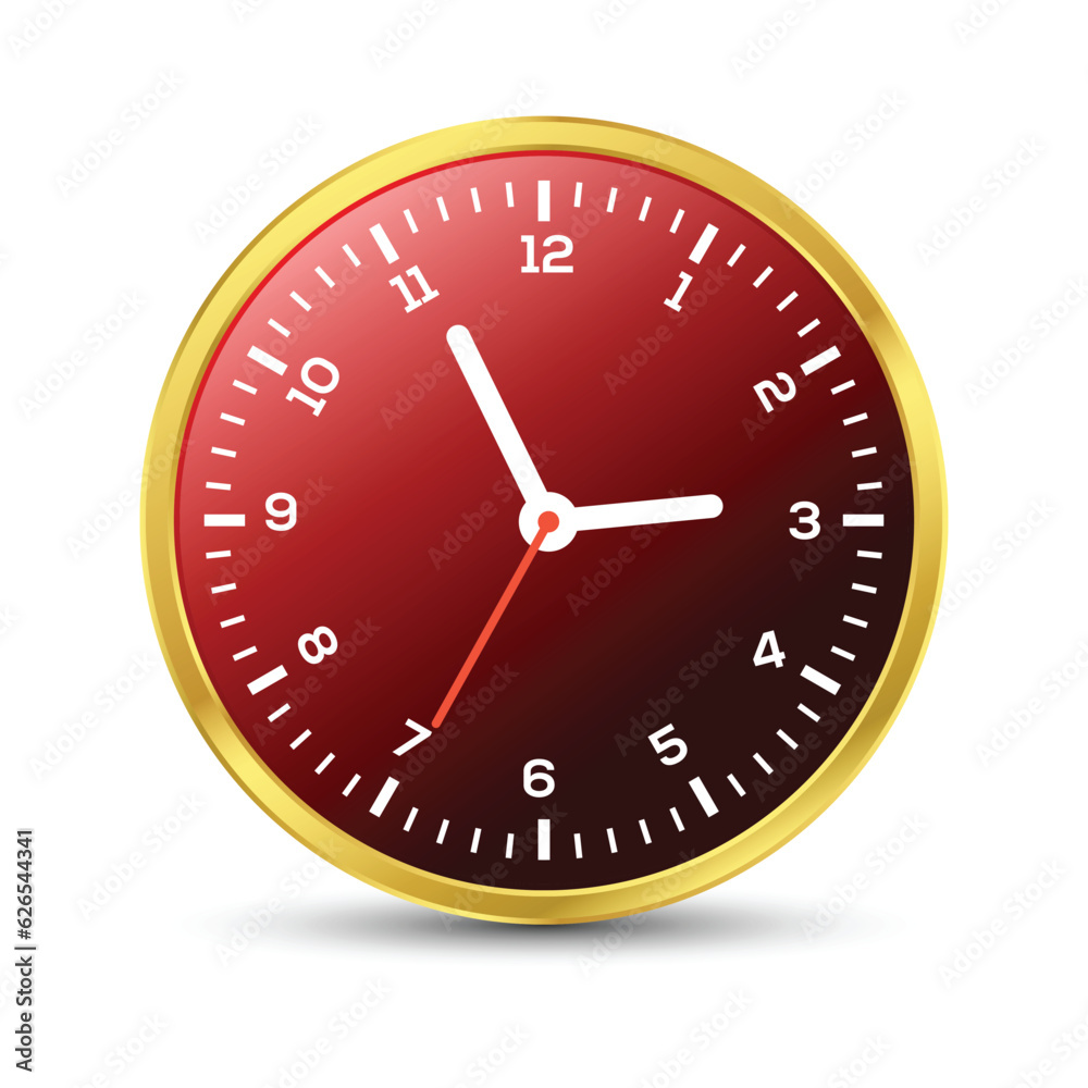 3D Realistic Clock Vector Flat, Clock Face Vector Isolated, Classic And ...