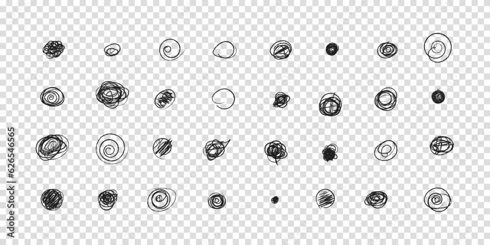 Set of hand drawn doodle circles in a grunge style. Vector illustration ...