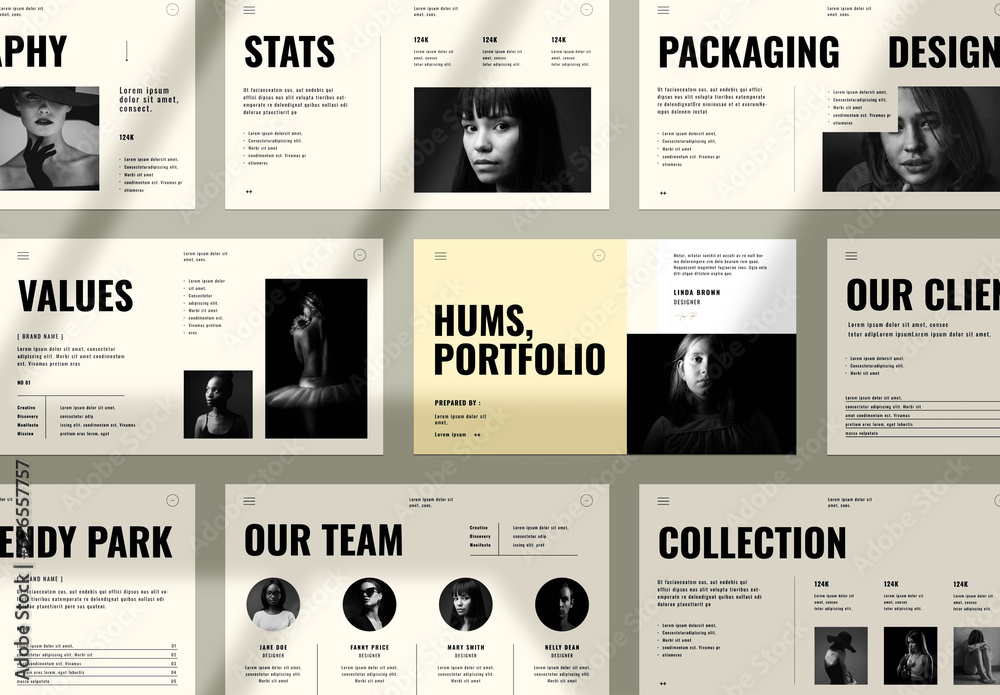 Hums Portfolio Presentation Template Stock Template | Adobe Stock