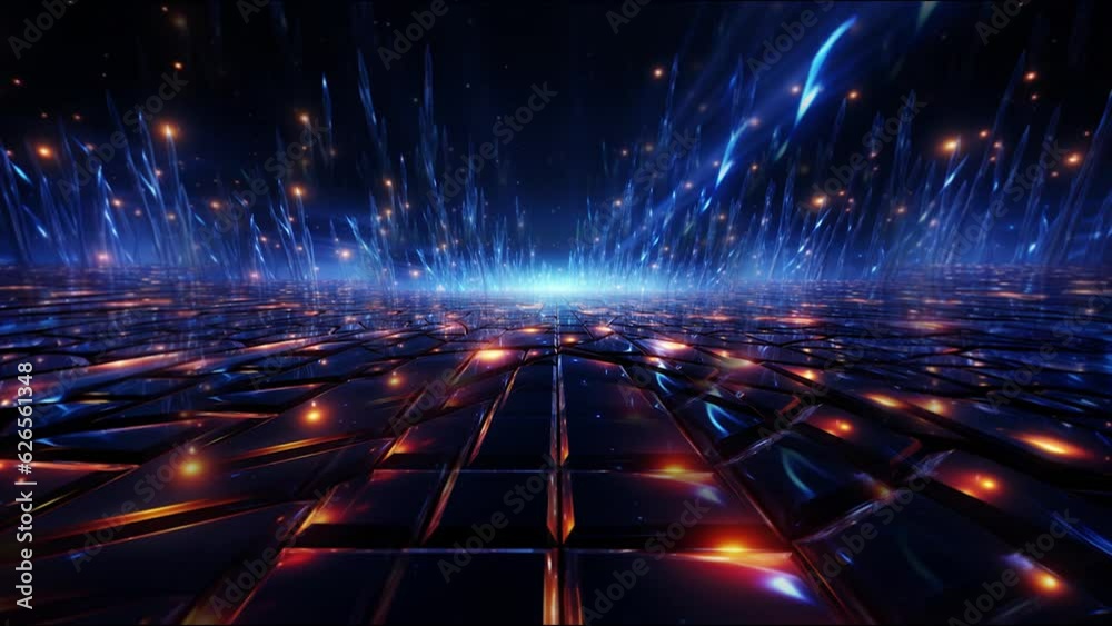 An animated sequence zooming into an abstract, electric blue circuitry ...