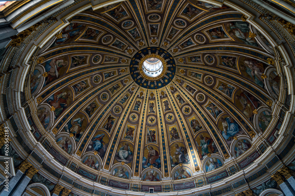 The dome of the Sistine Chapel in Sain Peter basilica in Vatican City ...