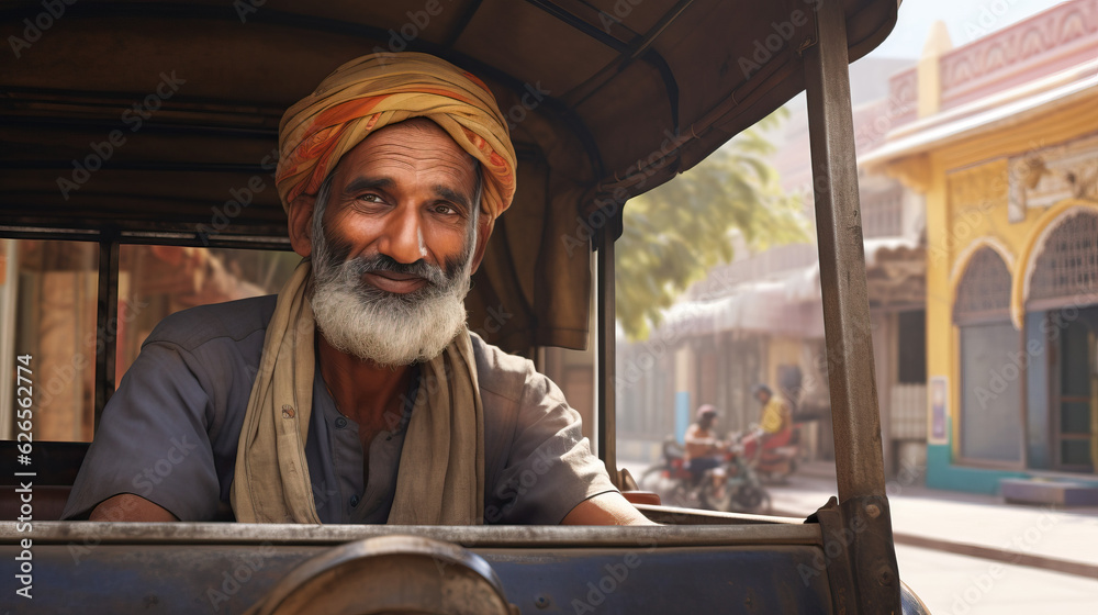 Indian Tuktuk Driver Smiling on the Streets of Mumbai. White Scruffy ...