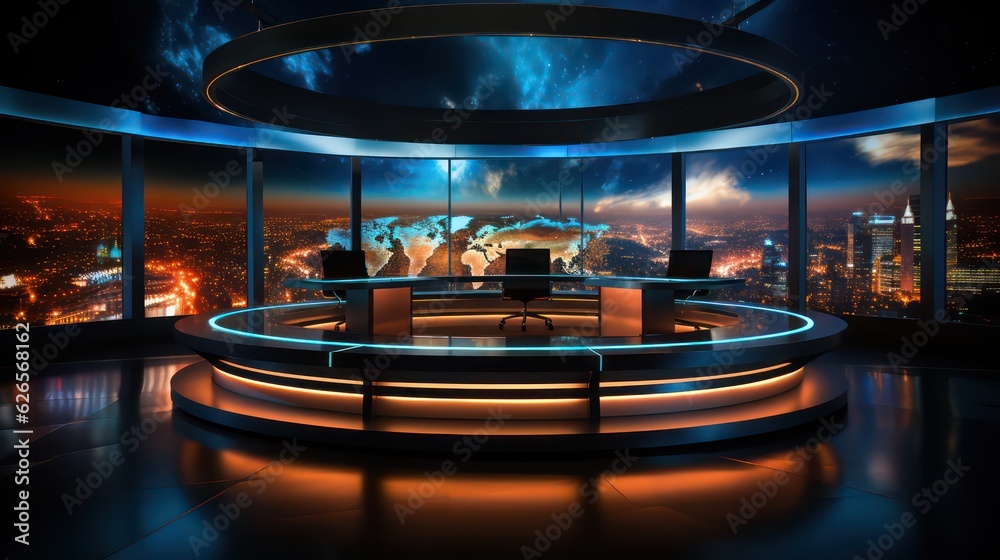 News Studio Background Generic Setting for News Anchor Stock Photo ...