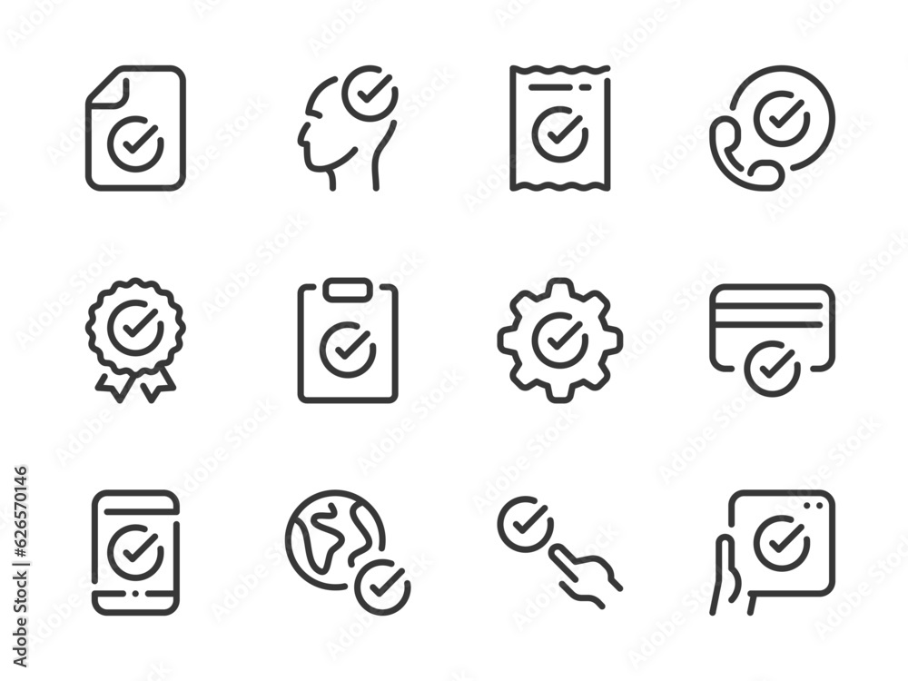 Checkmark and Acceptance vector line icons. Check, Tick and Approve ...