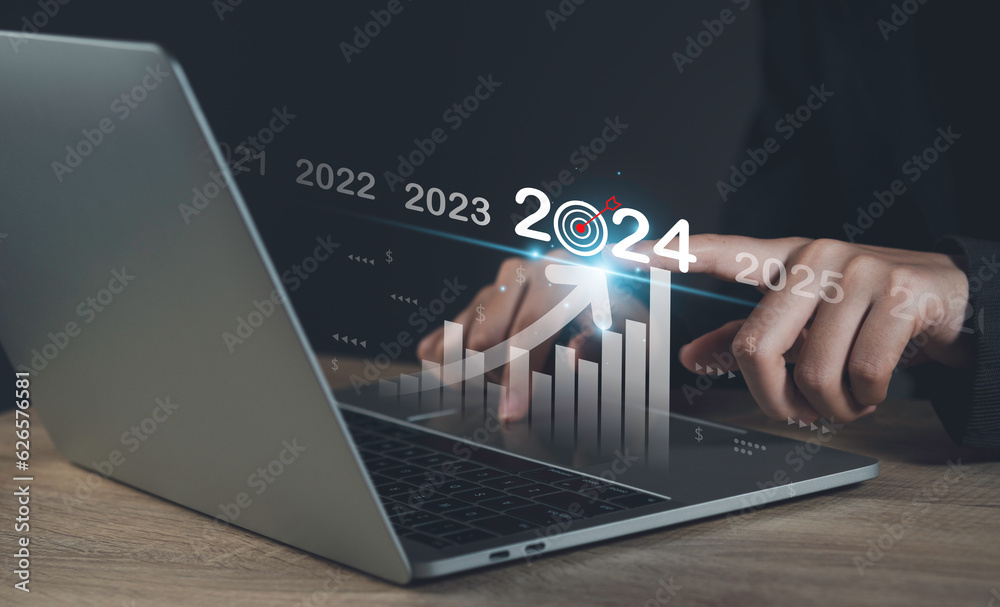 Target and goal of 2024 year business new year concept. Businessman ...