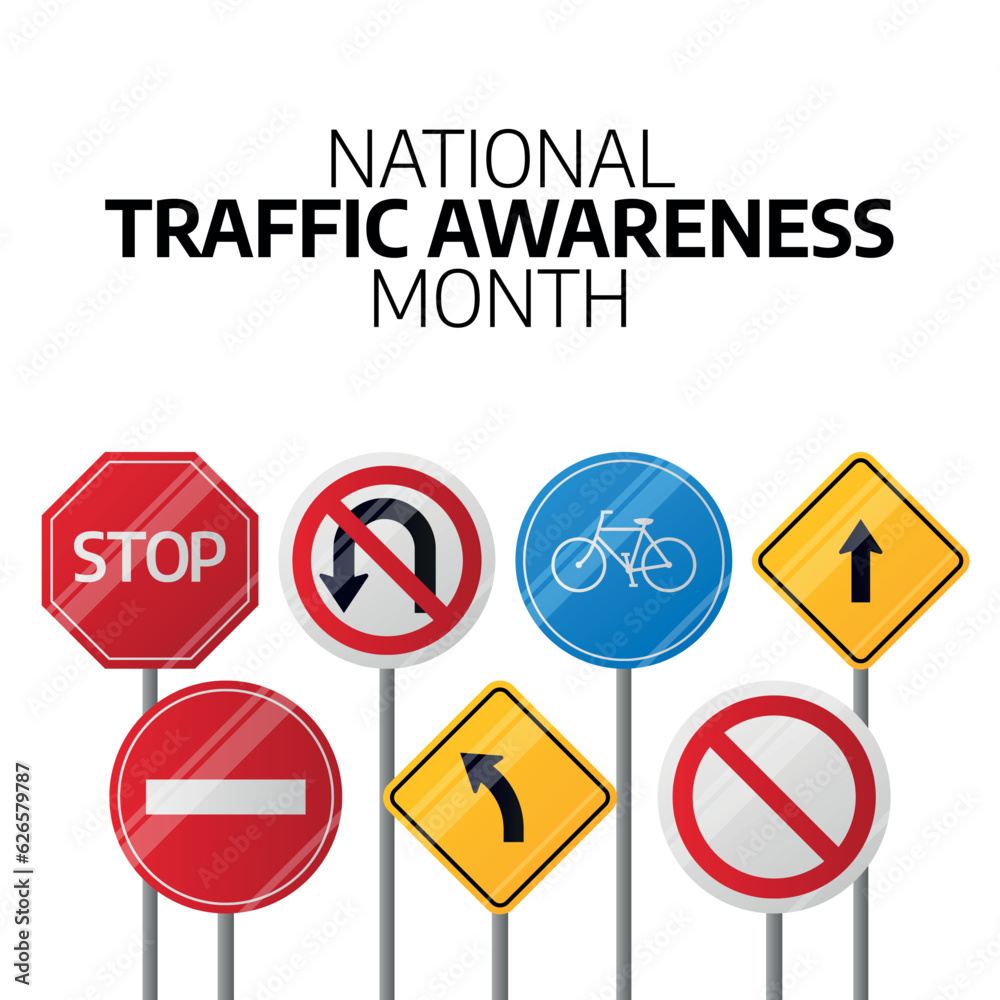 national traffic awareness month design template. traffic symbol vector ...