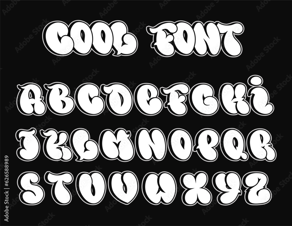 Graffiti Alphabet. Modern isolated cartoony letters. Handwritten trendy ...