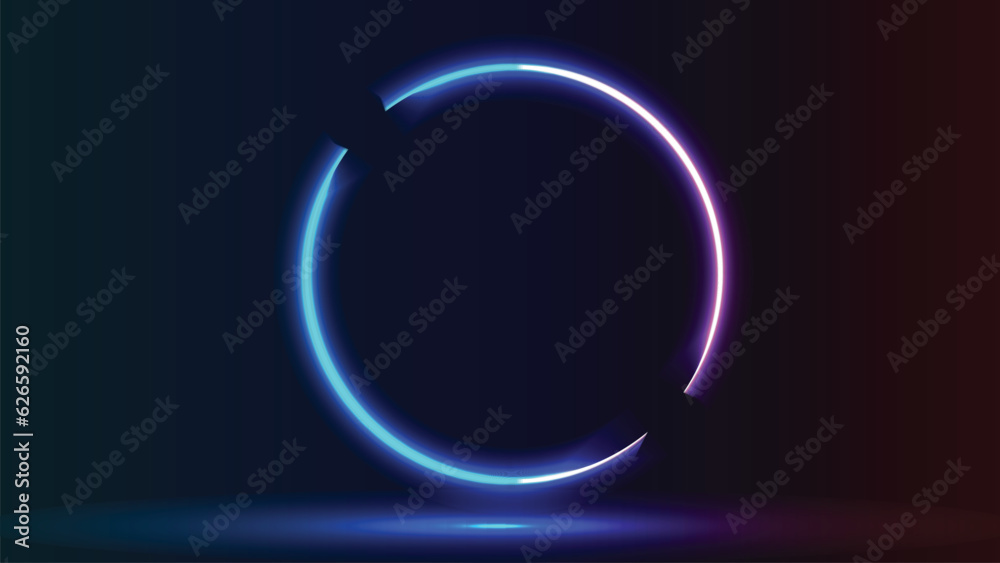 round picture frame design with glowing neon color effect with black ...