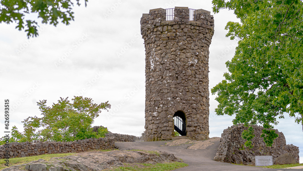 Castle Craig at Hubbard Park, Meriden, CT. easily replaceable sky. with ...