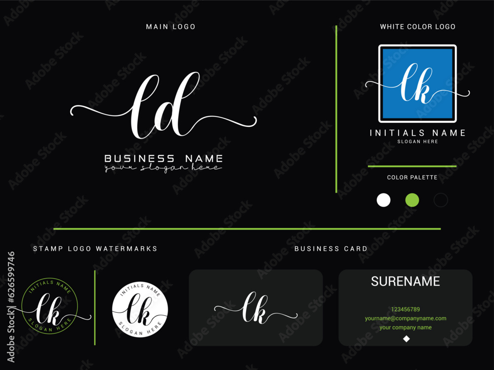 Minimalist ld Logo Design, Signature ld Wedding Logos Stock Vector ...