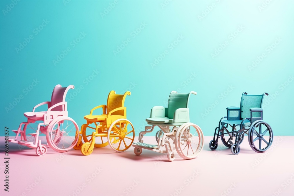 Colorful LGBTQ+ inclusive wheelchair lineup for disability pride month ...
