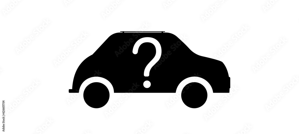 Car silhouette with a question mark. Icon for questions about cars ...