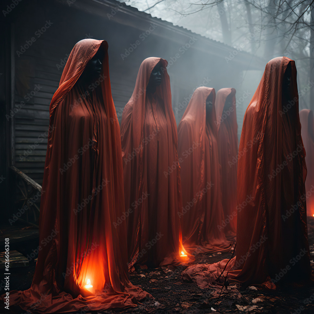 Ethereal ghostly apparitions appear, casting an enchanting glow over ...