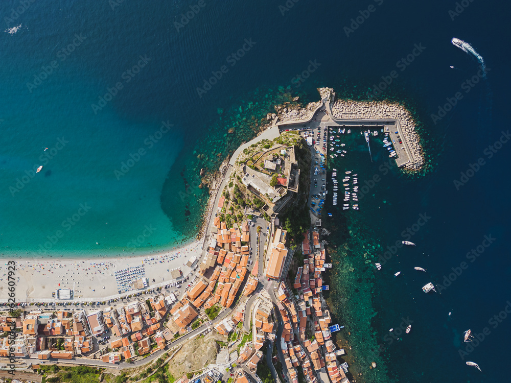 Italy, July 2023: aerial super panorama of the beautiful medieval ...