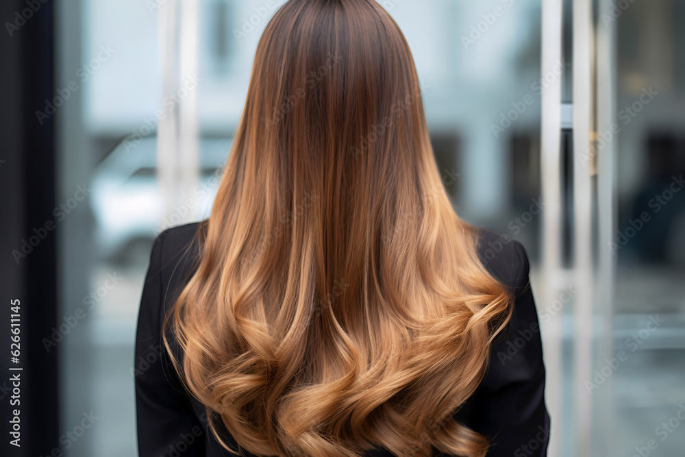 Portrait of a Beautiful Woman With Luxurious Curly Long Hair, Back View ...