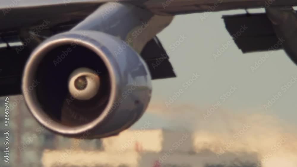 Jet engine close up with heat haze and atmosphere distortion caused by ...