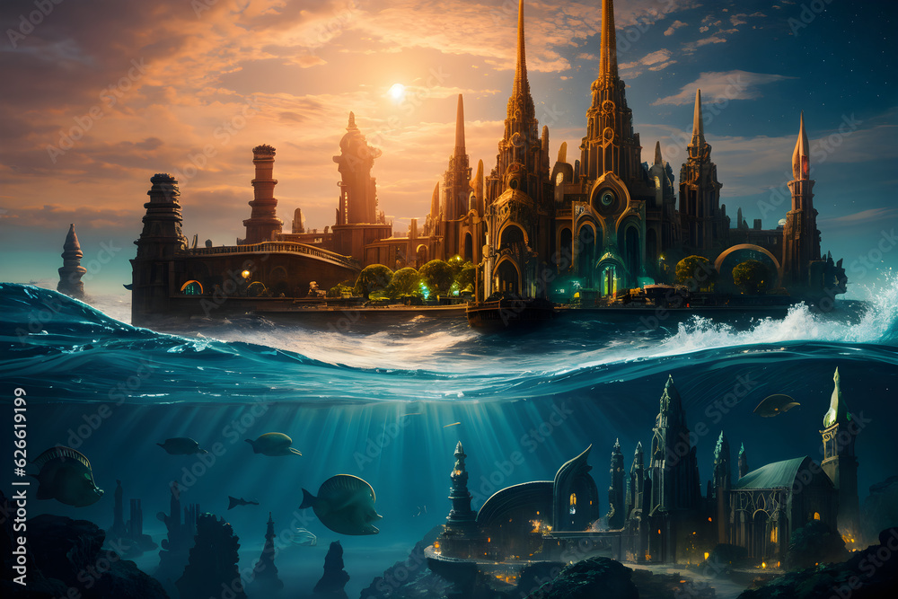 An artful blend of realism and surrealism of a gigantic structures of ...