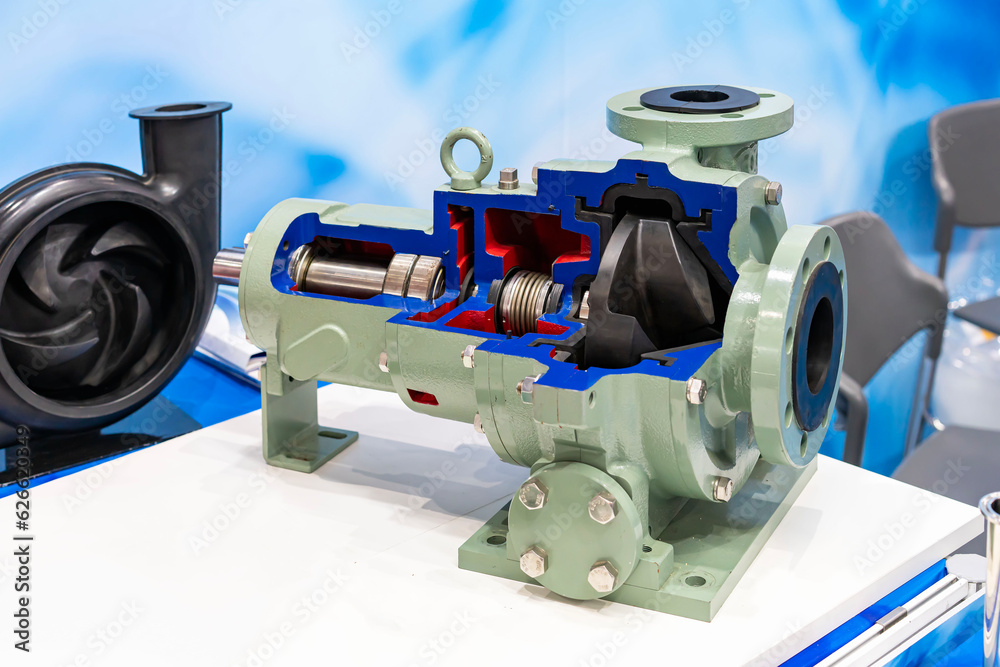 close up cross section sample impeller and other detail inside volute ...