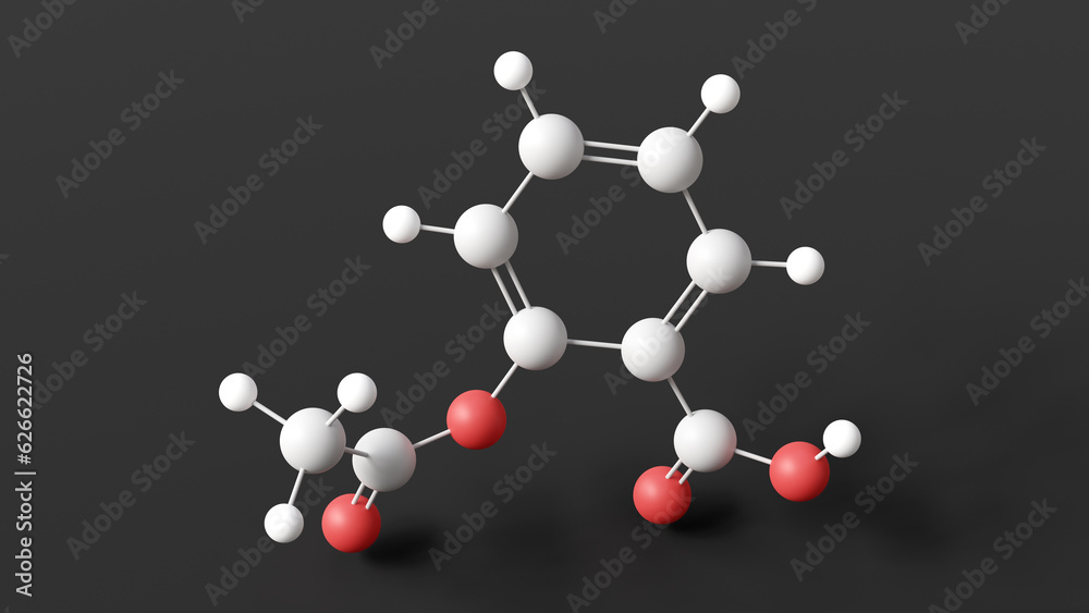 acetylsalicylic acid molecule, molecular structure, aspirin, ball and ...