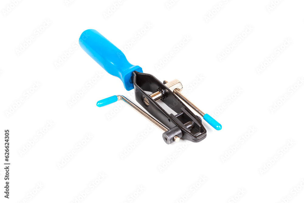 white background. a tool for tightening metal rings. close-up Stock ...