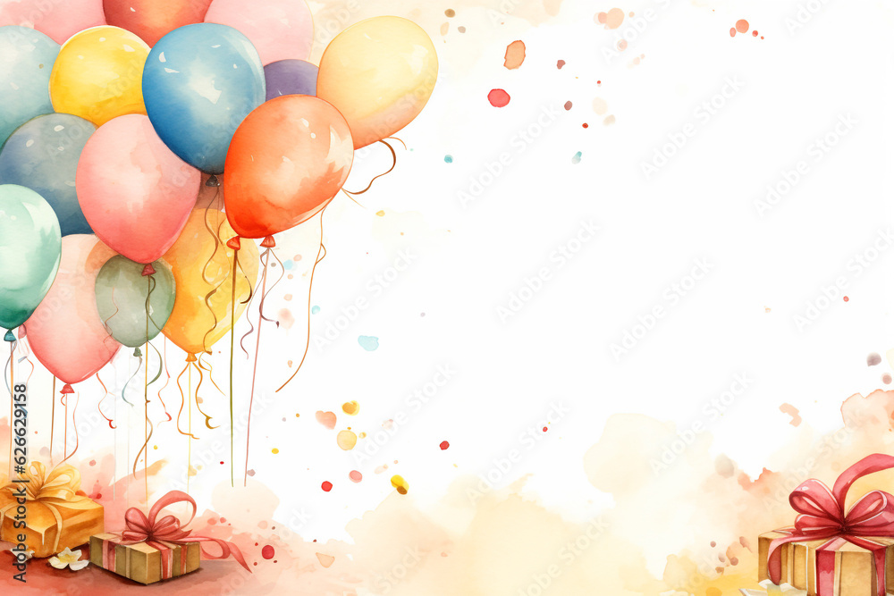 Artistry in celebration Charming watercolor birthday border design with ...