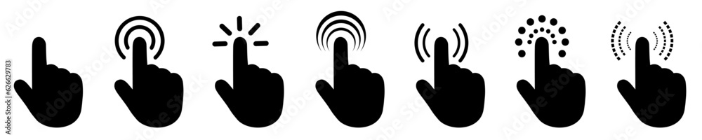 Set Of Flat Cursor Icons Click Or Press Cursor Set Arrow Pointer Loading Progress Vector