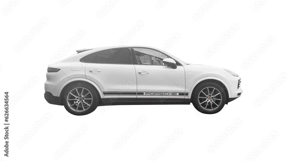 WHITE Porsche Cayenne car isolated on white background, PORSCHE CAR ON ...