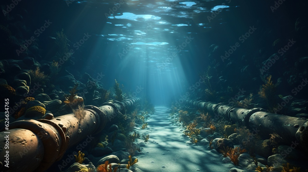 Underwater pipeline for oil and gas transport, subsea industry ...