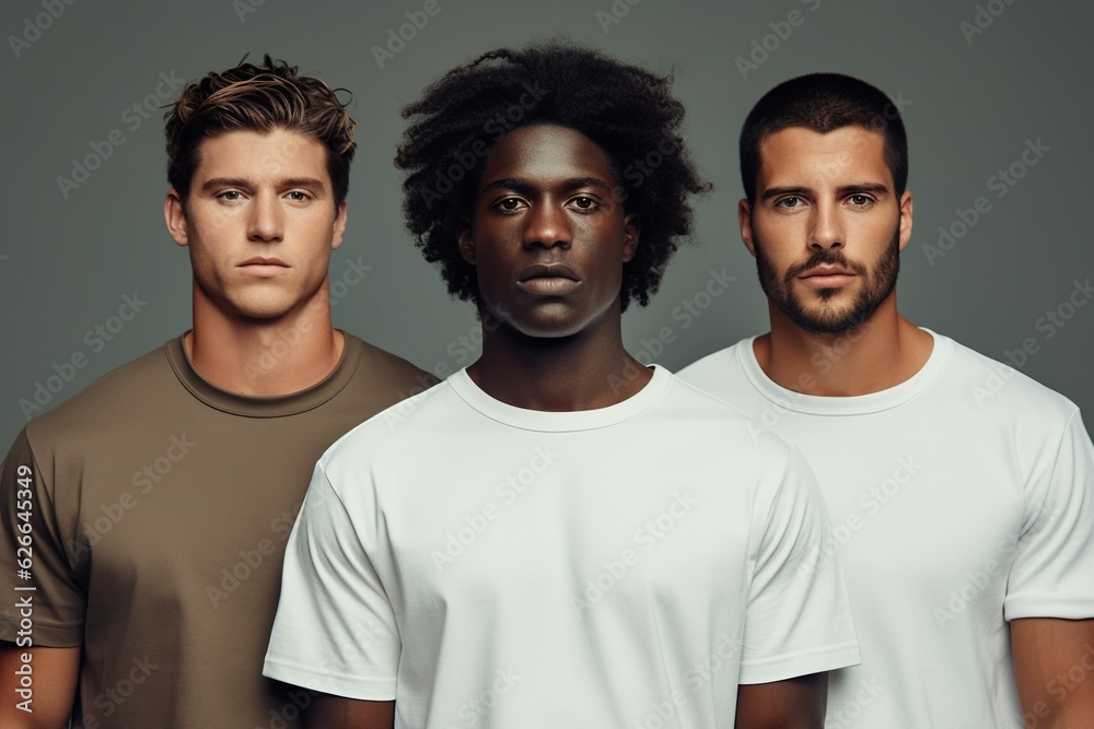 Diverse group of men standing together, confident multicultural male ...