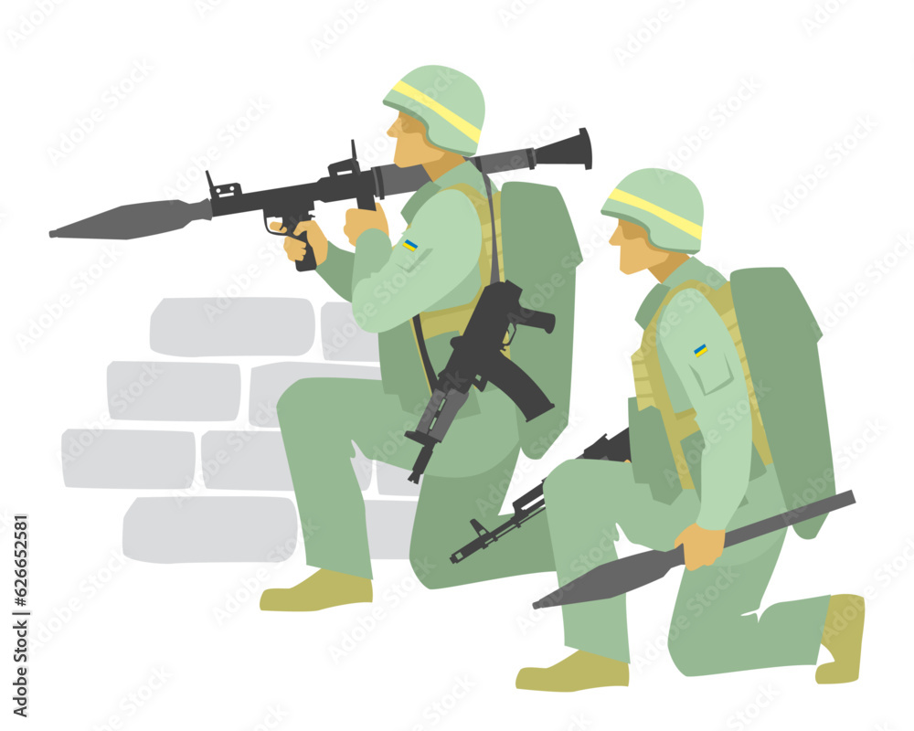 Vetor de Ukrainian troops. Anti tank team with RPG-7 grenade launcher ...