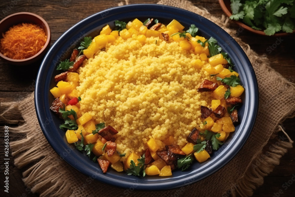 Original dish of couscous. Cuscuz Brasil. Also know as Cuscus or Cuzcuz ...