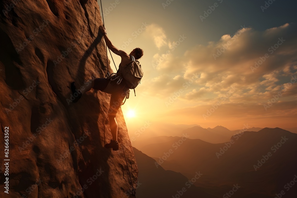 Felsige Herausforderung: Der Bergsteiger im Aufstieg Stock Photo ...