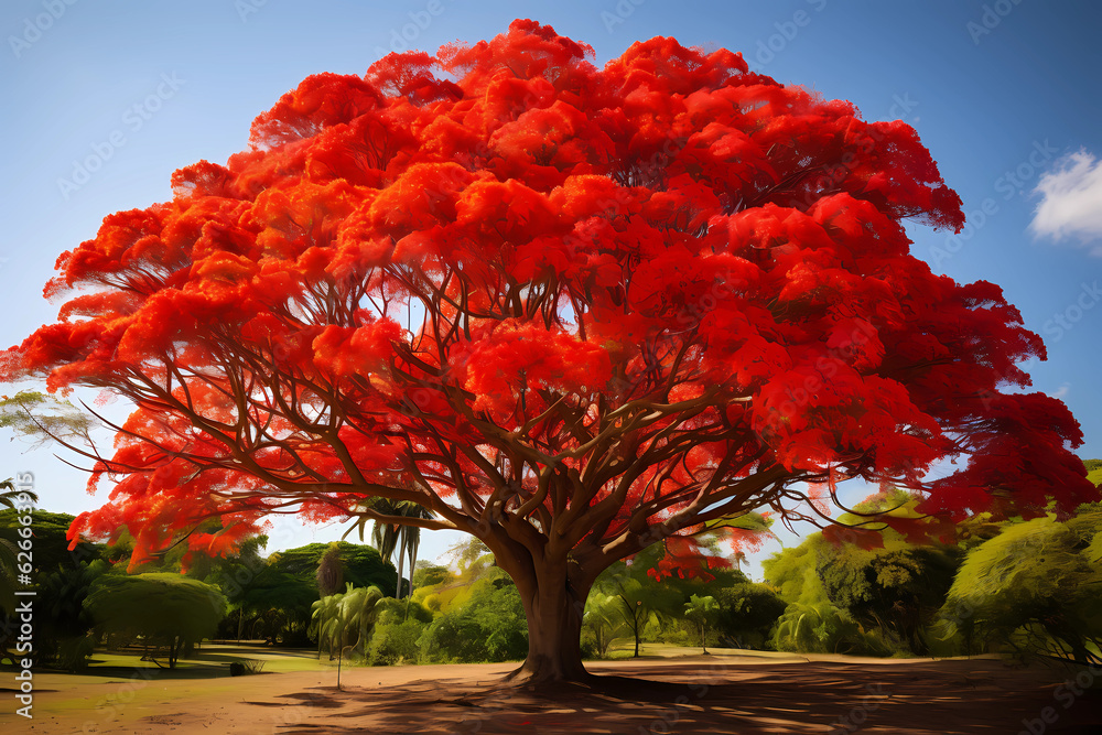 Flame tree (Delonix regia) - Madagascar - Also known as royal ...