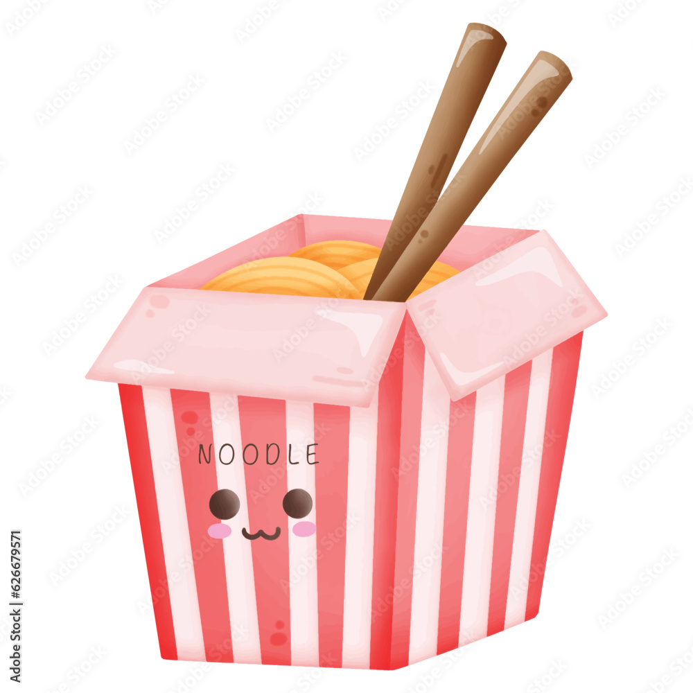 Cute smiling noodle cartoon vector illustration Stock Vector | Adobe Stock
