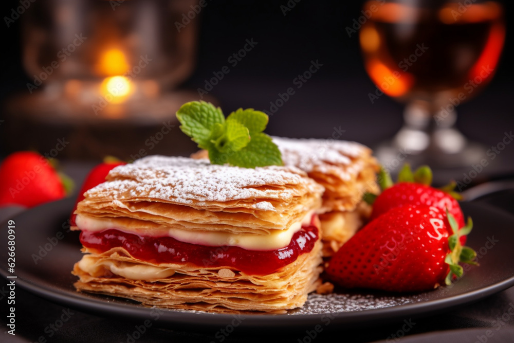 Mille-feuille –testp: Layers of puff pastry stuffed with pastry cream ...