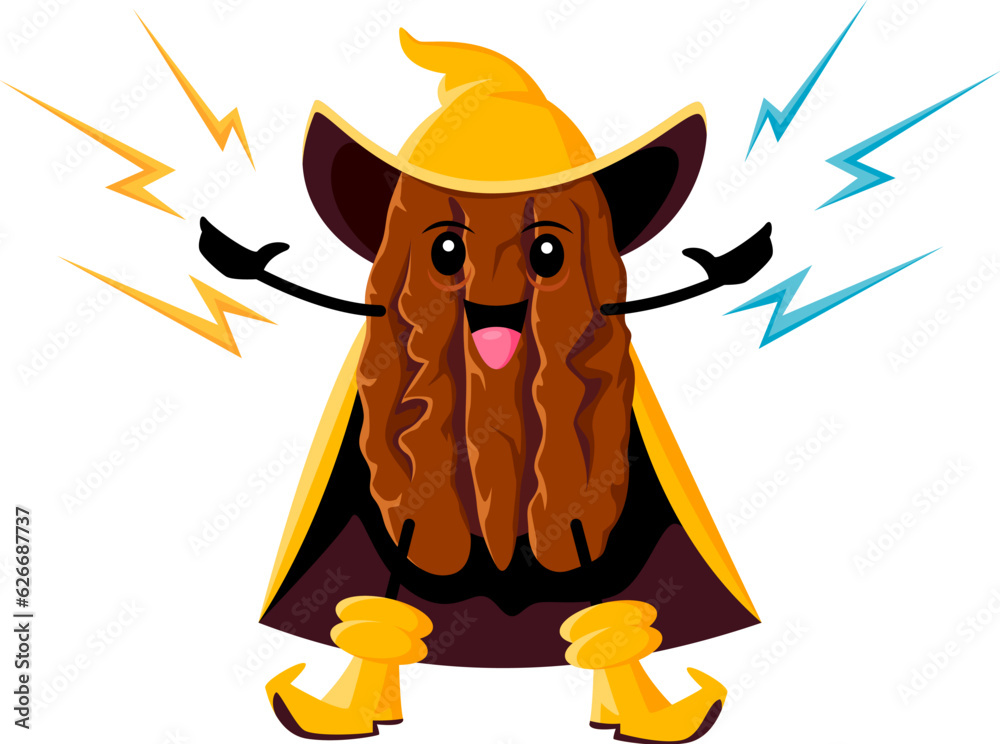 Cartoon pecan nut wizard and sorcerer character. Isolated vector ...