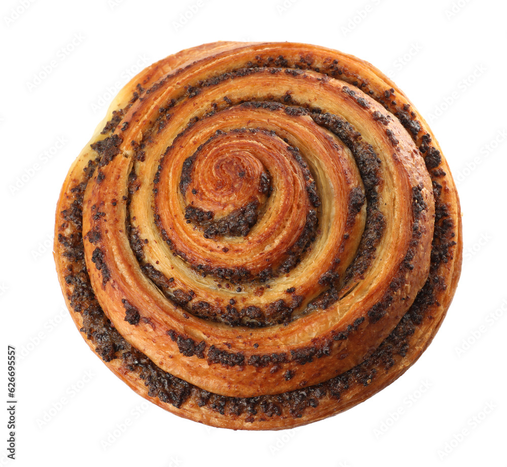 Freshly baked spiral pastry isolated on white, top view Stock Photo ...