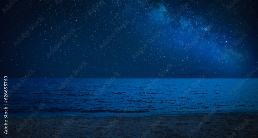 Amazing starry sky over sea at night Stock Photo | Adobe Stock