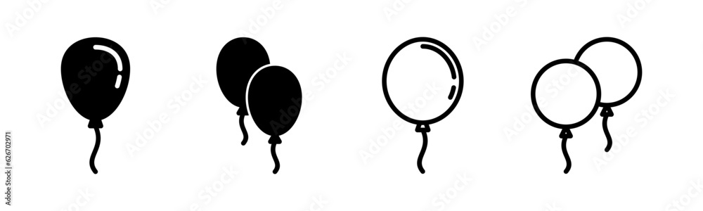 Balloon icon set illustration. Party balloon sign and symbol Stock ...