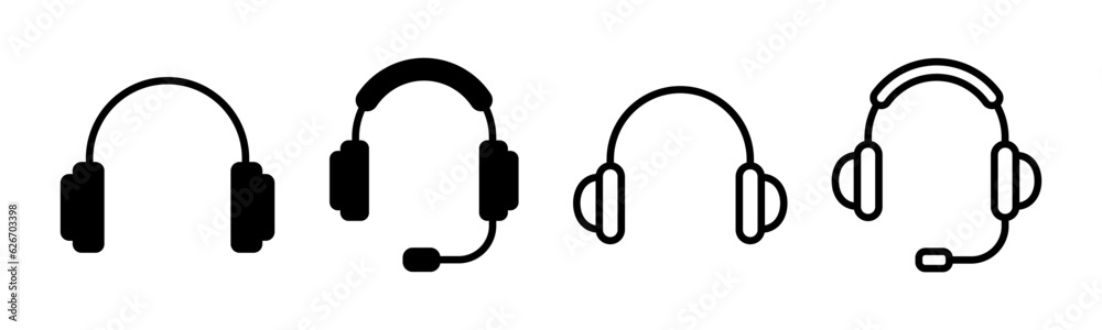 Headphone icon set illustration. Headphone sign and symbol Stock Vector ...