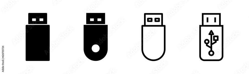 Usb icon set illustration. Flash disk sign and symbol. flash drive sign ...