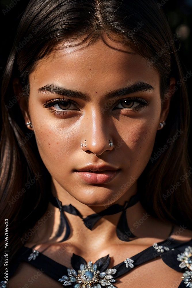 Exquisite photorealistic image of a beautiful 20-year-old indian woman ...