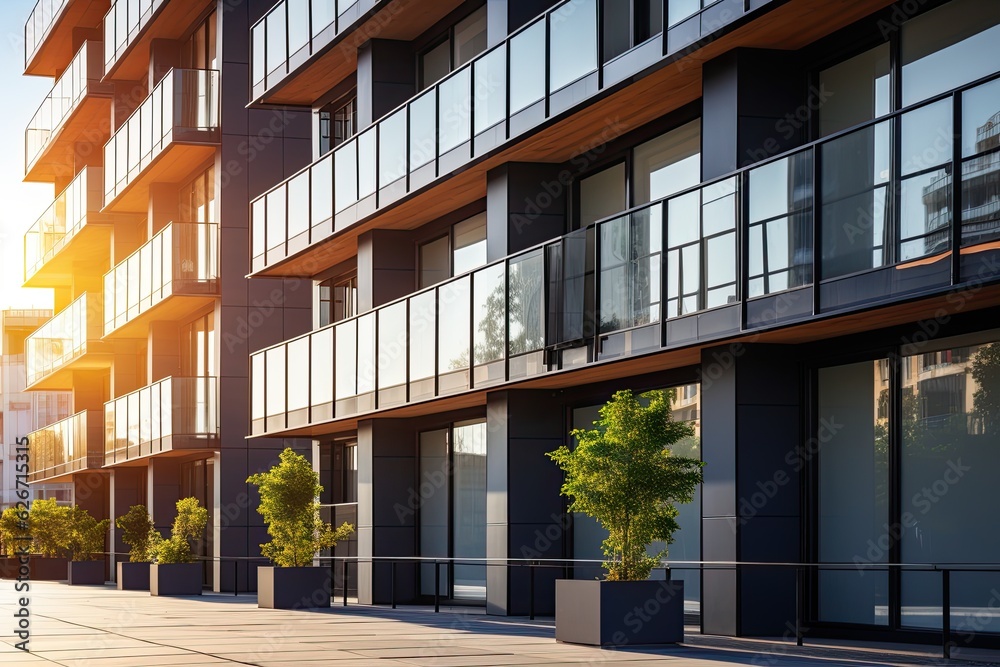 Modern geometry of the apartment building's exterior in a contemporary ...