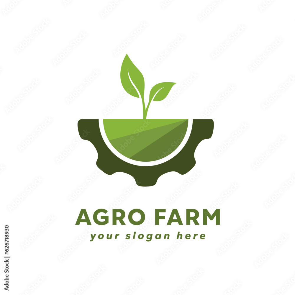 vector logo agro farm green with combination gear. Suitable for logo ...